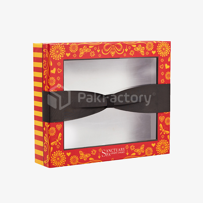 Red Two-Piece Spa Box with Ribbon and Window