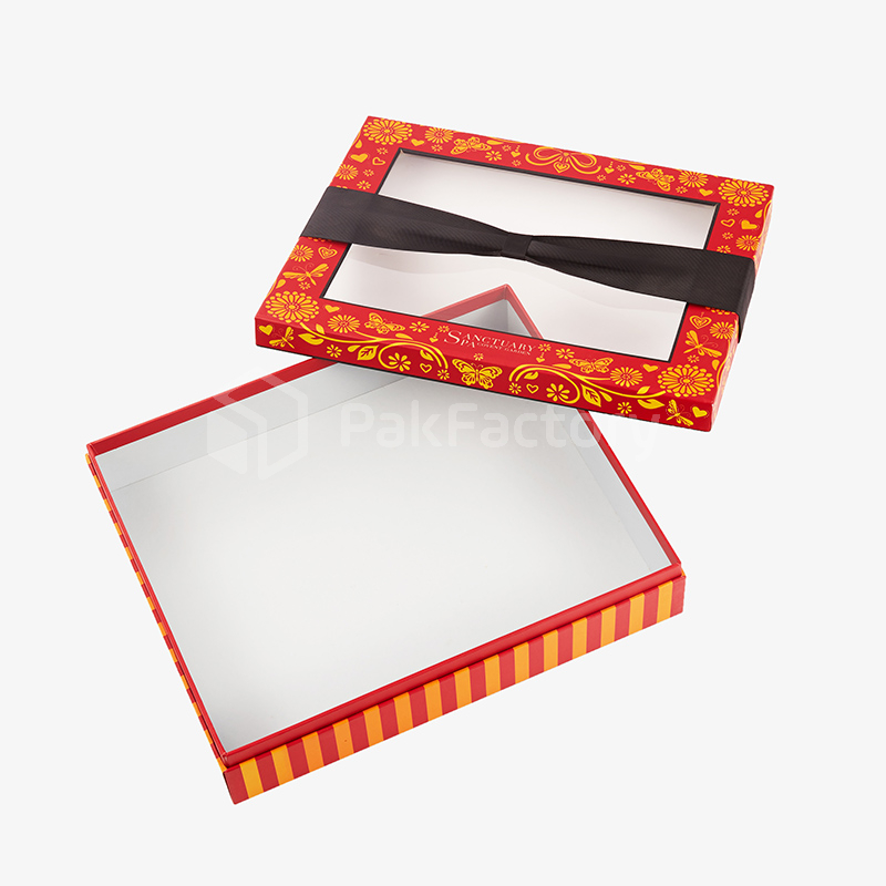 Red Two-Piece Spa Box with Ribbon and Window