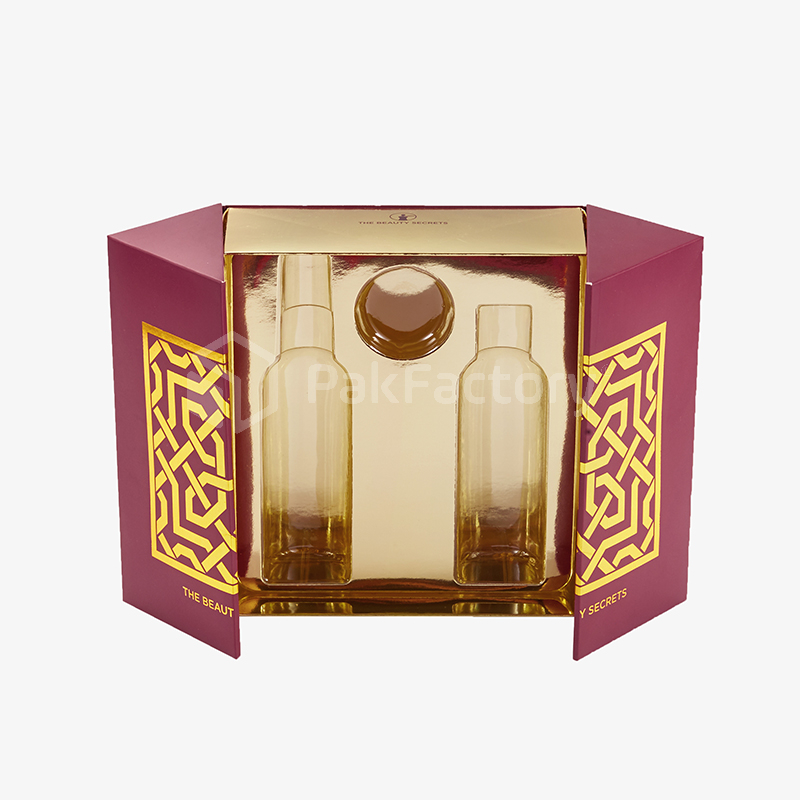 Purple Lotion Box with Middle Opening and Ribbon Closure