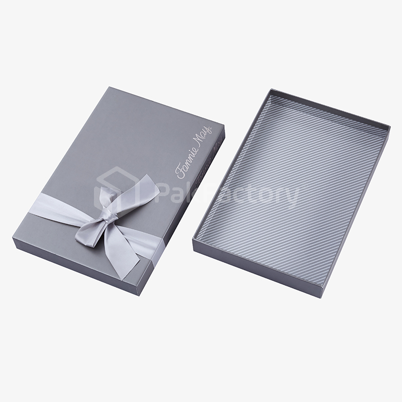 Silver Wedding Lid-off Box with Ribbon | PakFactory