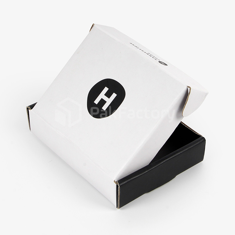 Custom Sleek White Boxes with Black Logo | PakFactory